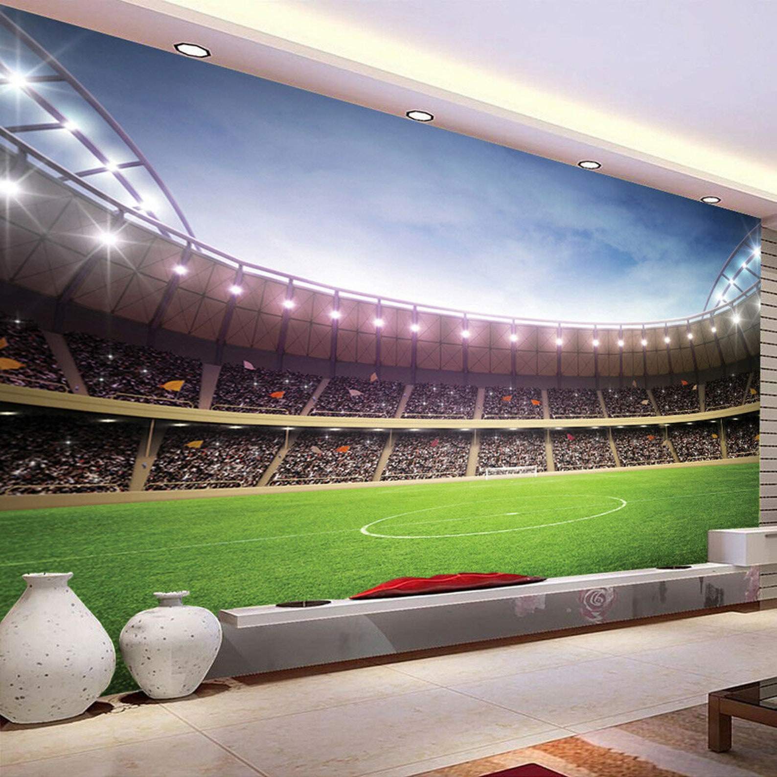 Football Stadium Pitch Sports Wall Mural Photo Wallpaper Kids Bedroom ...