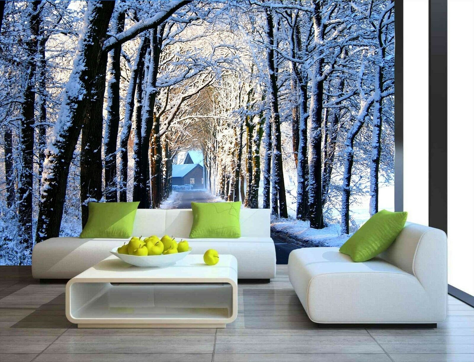 White Snow Winter Tree Road Ice Photo Wallpaper Mural Poster Decoration ...