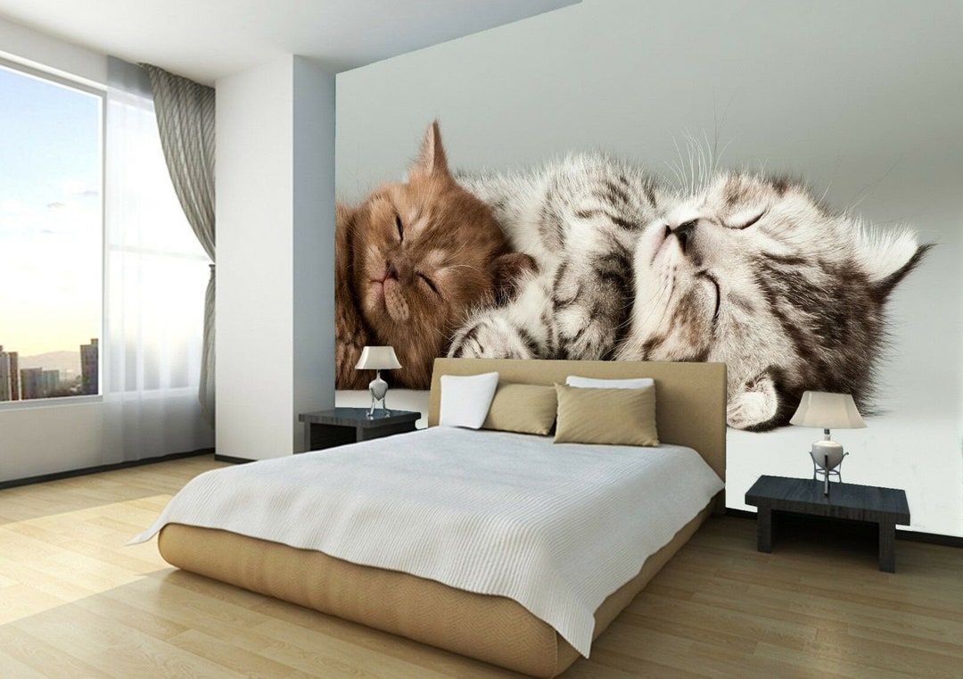 Cute Cat Animal Kitten Photo Wallpaper Home Mural Kids Children Room ...