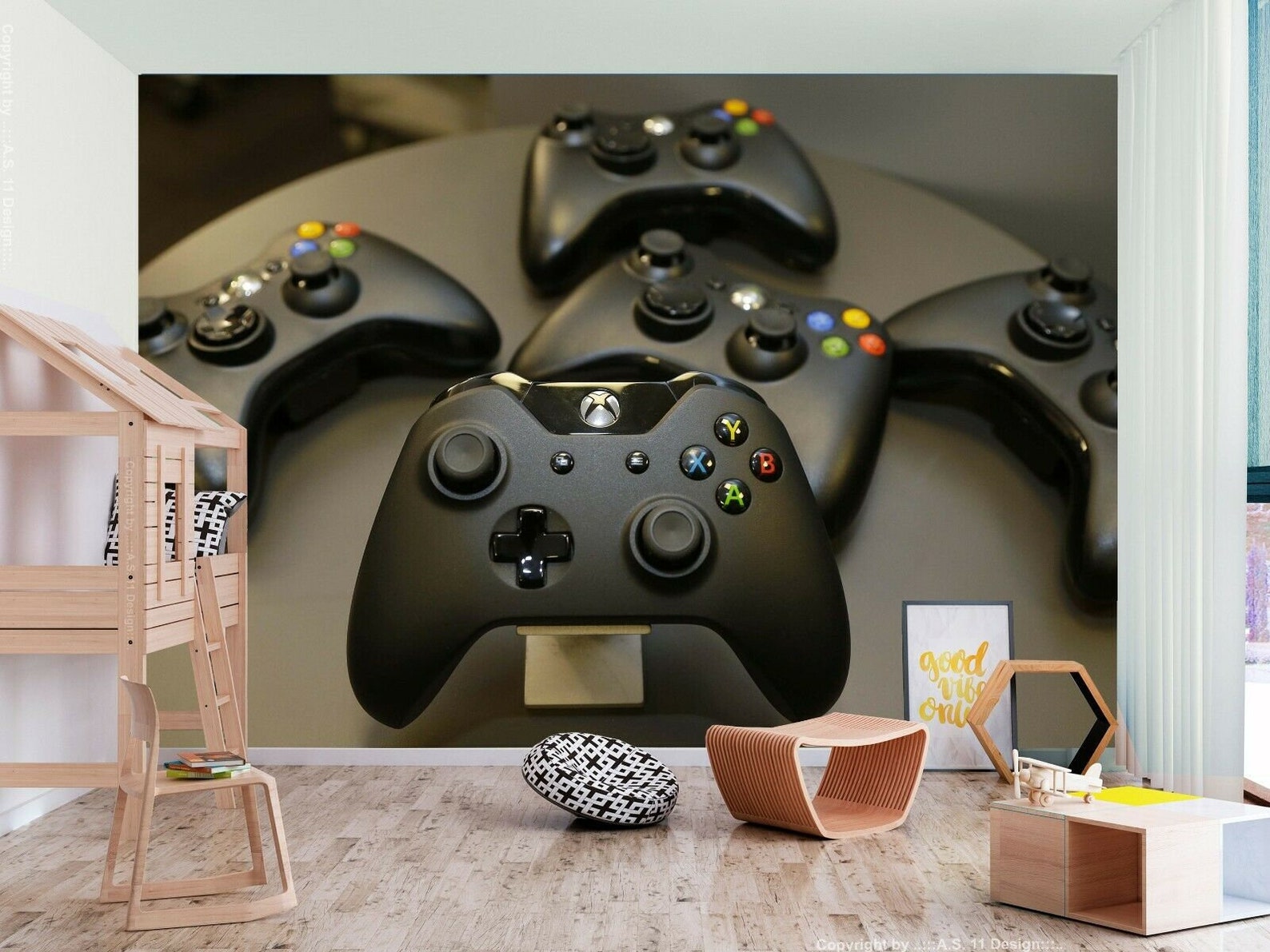 Game Console Joystick Kids Room Game Wallpaper Mural Photo - Etsy