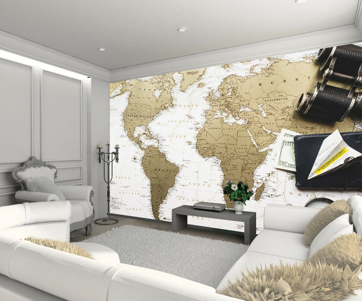 Wall Decals & Murals Home Decor Non Woven Wallpaper UK Custom Area Map ...