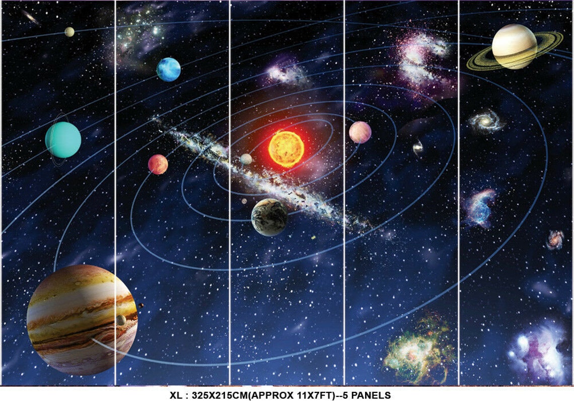 Sun Space Stars Planets Solar System Wallpaper Mural Photo Children ...