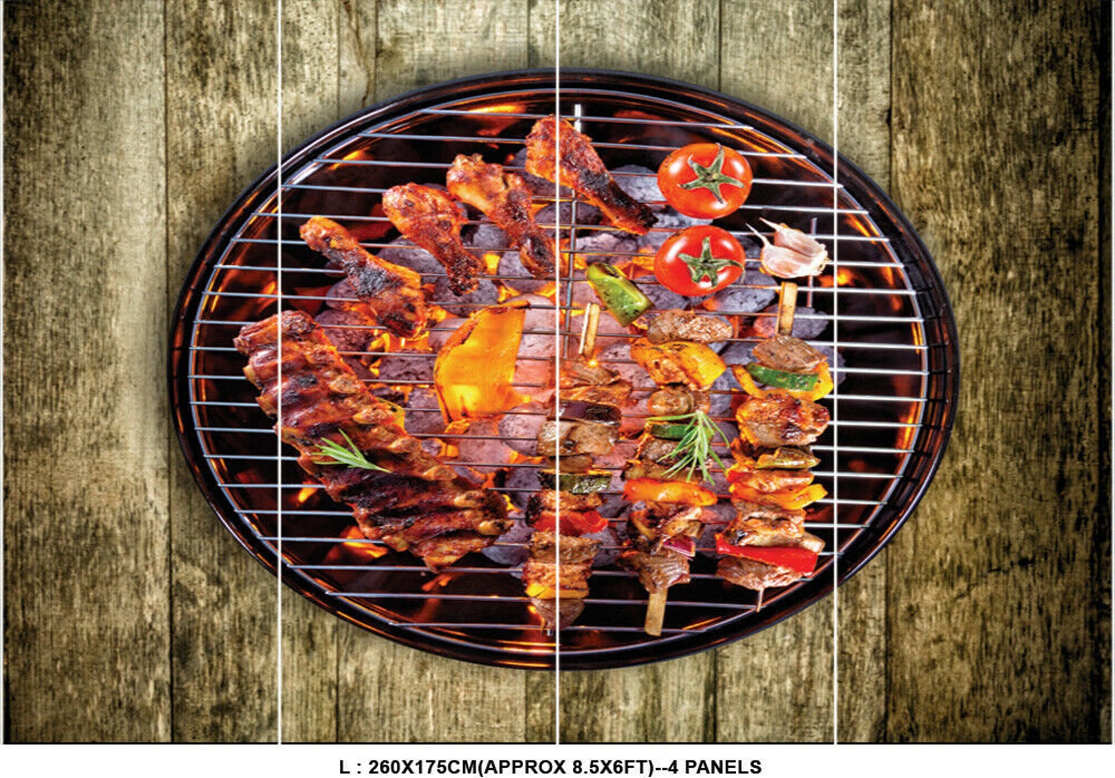 Steak BBQ Meat Grill Food Wallpaper Mural Photo Restaurant Kitchen ...