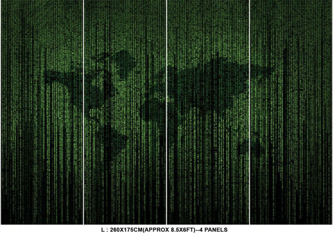 Matrix Code World Map Photo Wallpaper Wall Mural Home Bedroom - Etsy