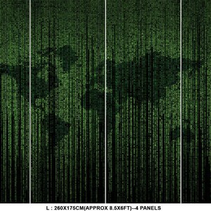 Matrix Code World Map Photo Wallpaper Wall Mural Home Bedroom ...