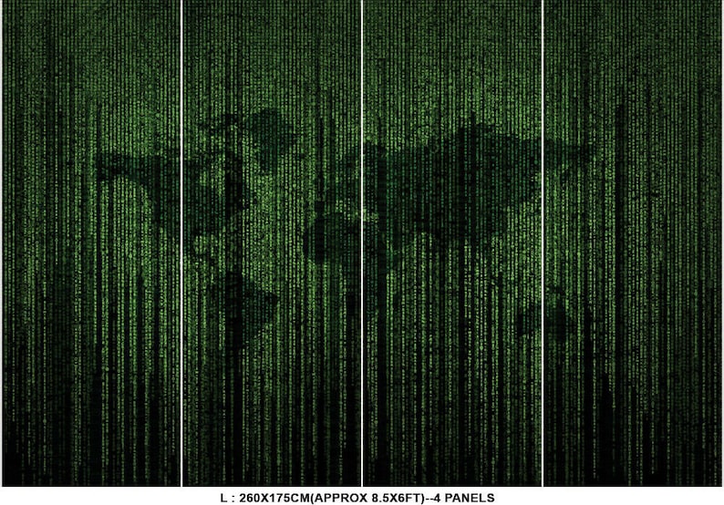 Matrix Code World Map Photo Wallpaper Wall Mural Home Bedroom - Etsy