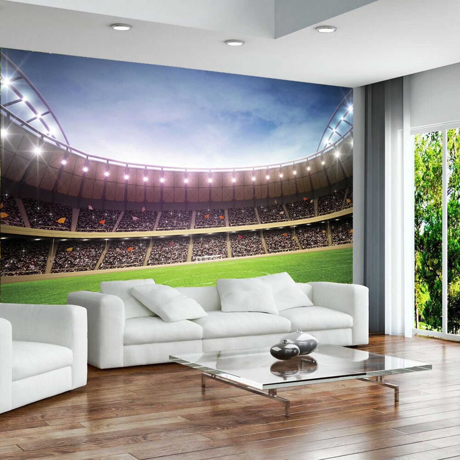 Football Stadium Pitch Sports Wall Mural Photo Wallpaper Kids Bedroom ...