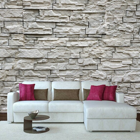 Stone Bricks Wall Wallpaper Mural Photo Background Home Poster | Etsy