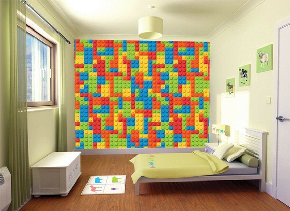 Building Block Background Wallpaper Wall Mural Photo Children | Etsy UK