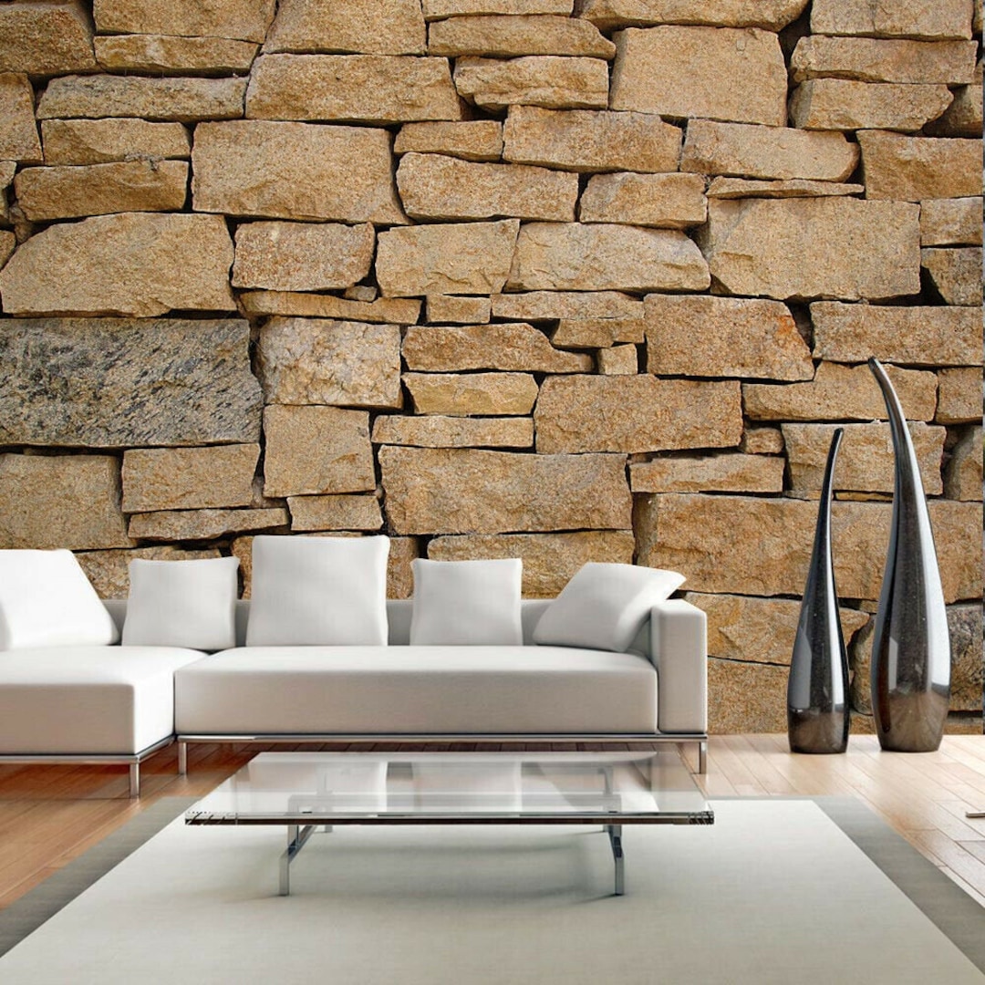 Stone Bricks Wall Wallpaper Mural Photo Background Home Poster ...