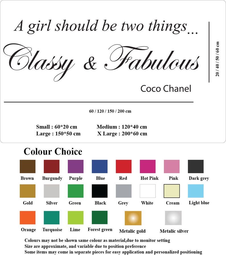 Coco Chanel Classy and Fabulous Fashion Art Wall Stickers | Etsy