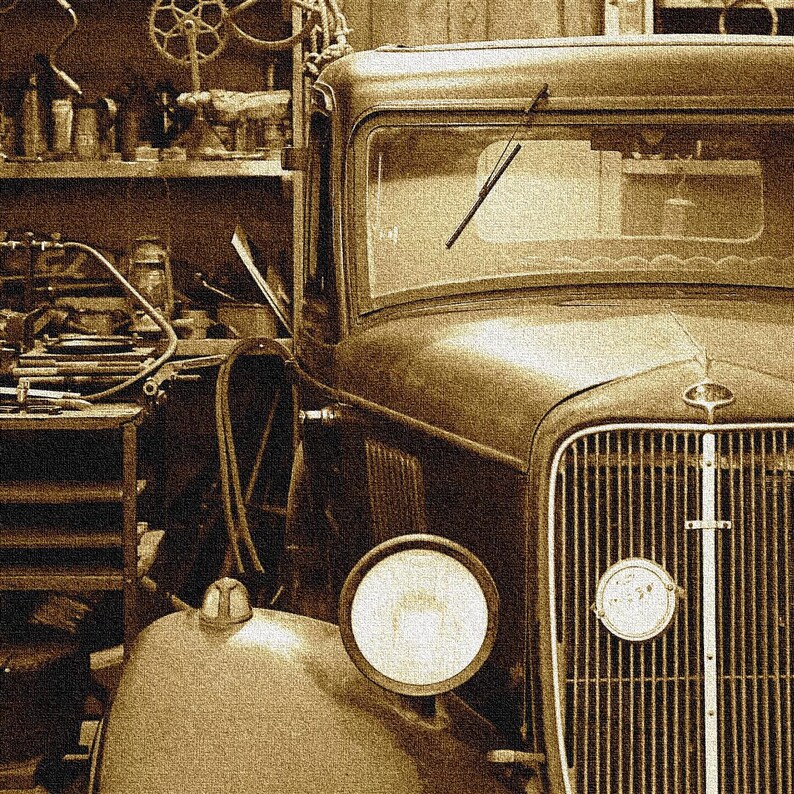 Vintage Garage Car Wallpaper Mural Photo Classic Retro Vehicle in ...