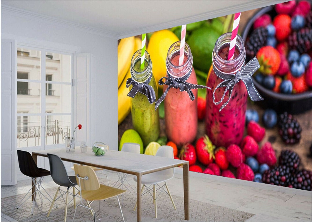 Sides Snacks Juice Food Wallpaper Mural Photo Restaurant Kitchen ...