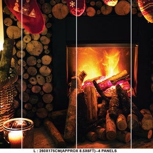 Fireplace Logs Woods Flames Photo Wallpaper Mural Livingroom Poster ...