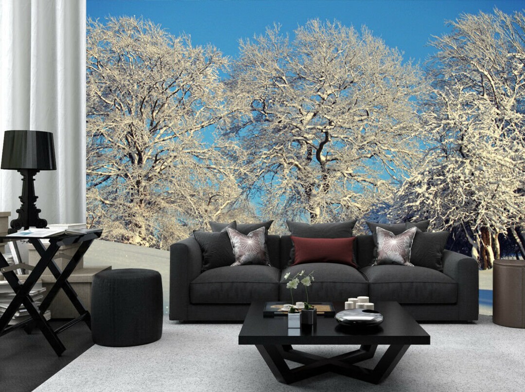 White Snow Winter Tree Sky Frost Photo Wallpaper Mural Room Poster ...