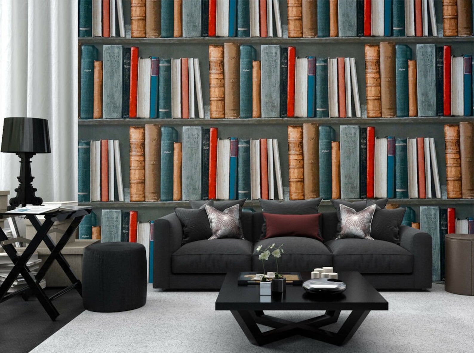 Bookcase Library Book Shelve Wallpaper Mural Photo Home Poster - Etsy