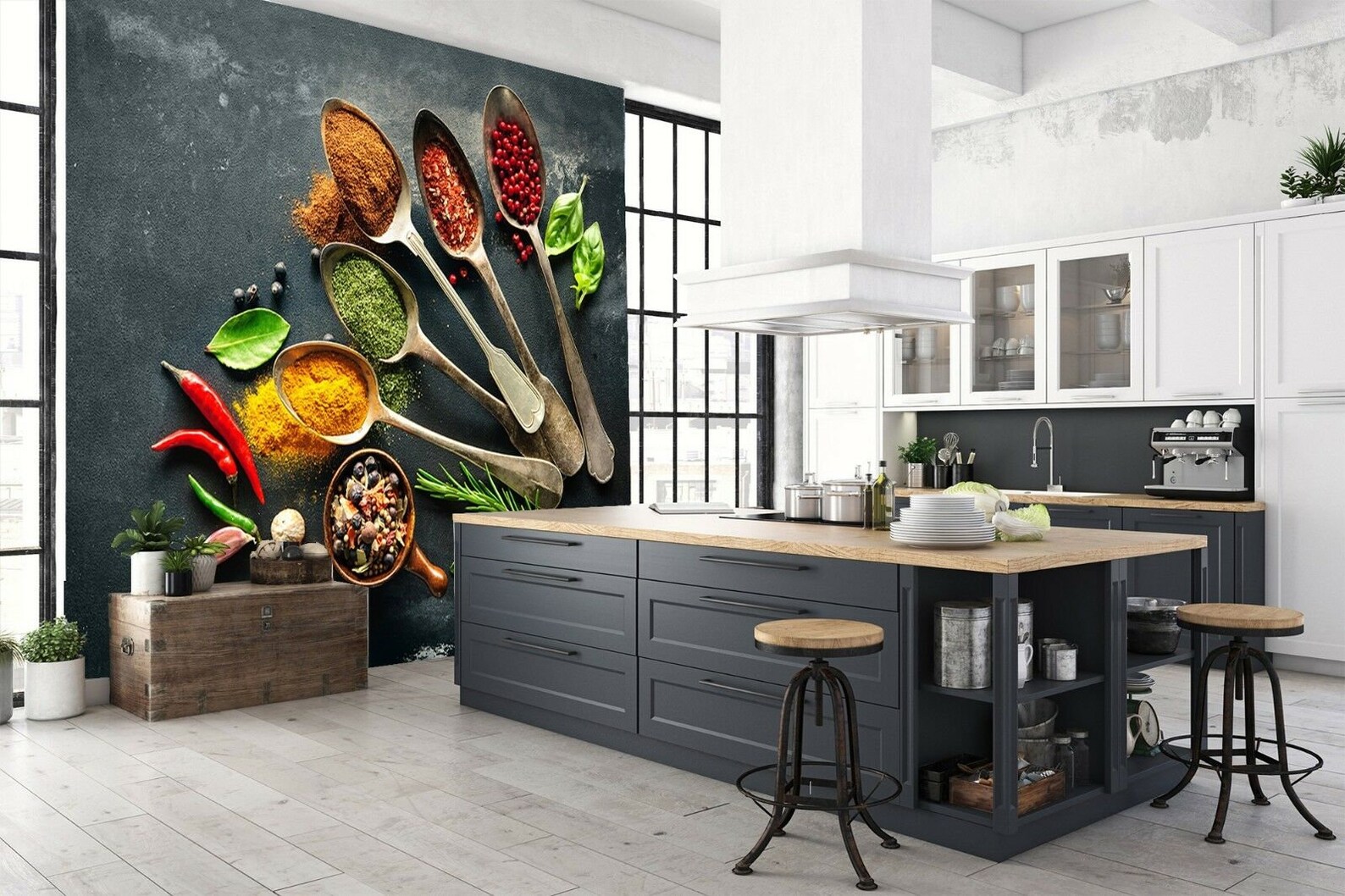 Foods Drinks Spice Herbs Fruits Spoon Kitchen Restaurant Wallpaper ...