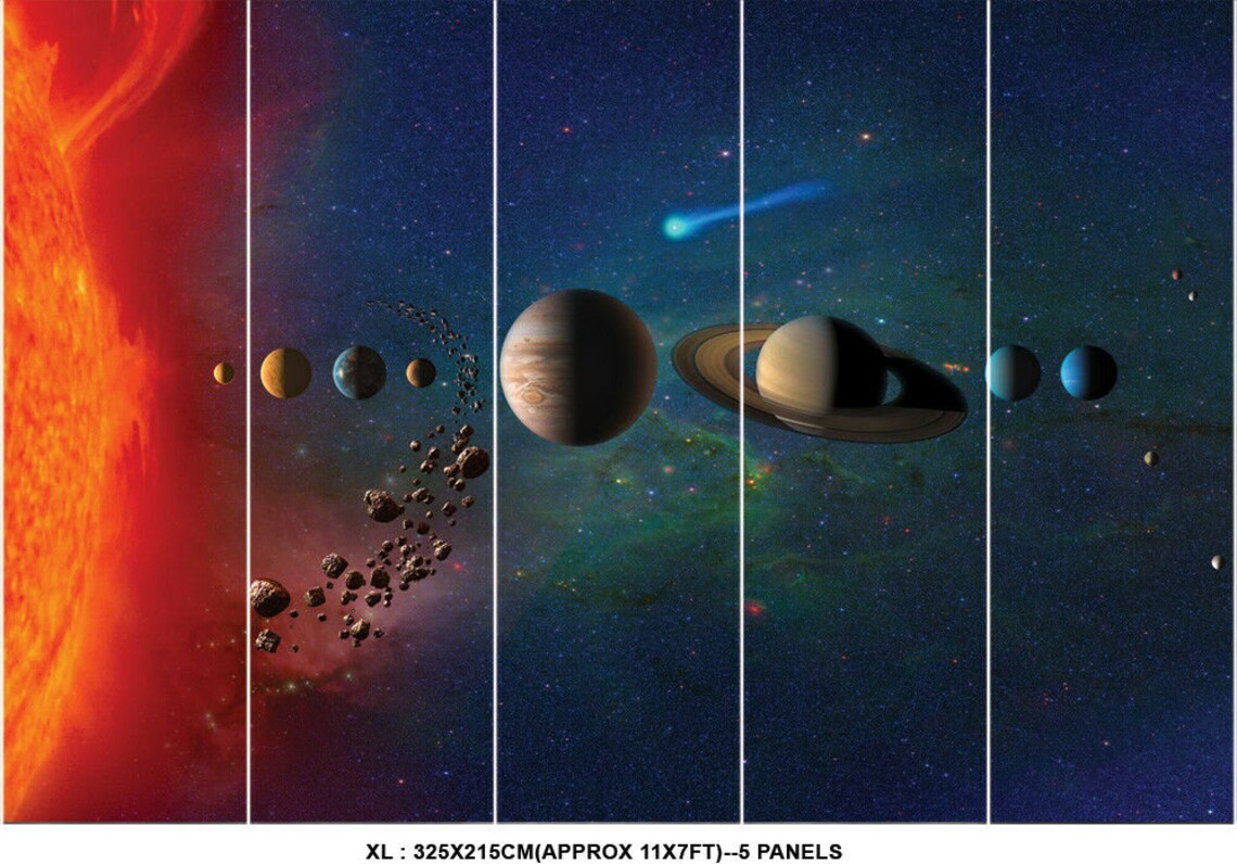 Space Stars Planets Solar System Wallpaper Mural Photo Children Kids ...