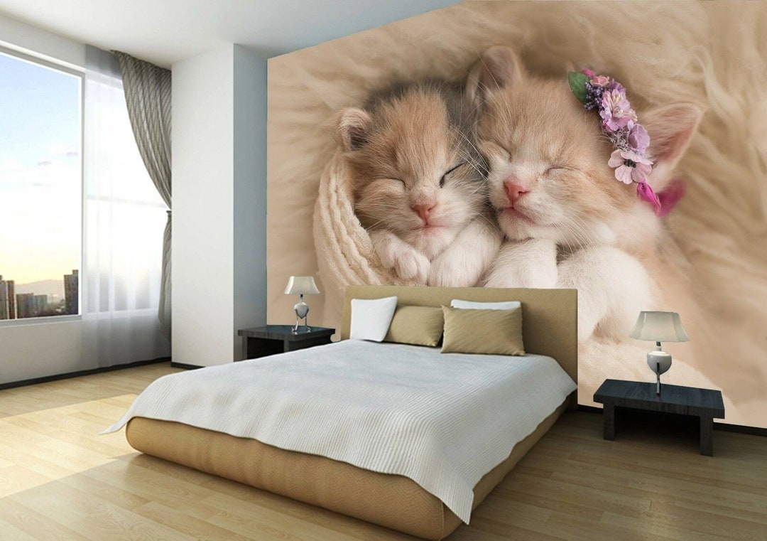 Cute Cat Animal Kitten Photo Wallpaper Home Mural Kids Children Room ...