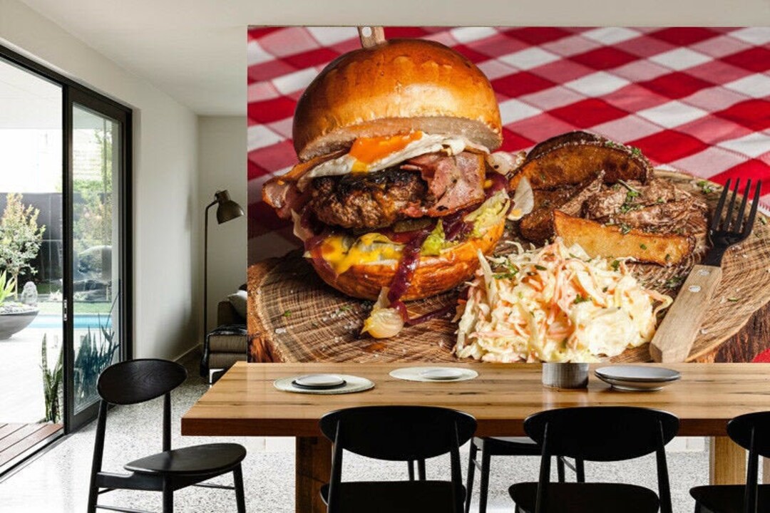 Foods Drinks Burgers Wallpaper Mural Photo Kitchen Restaurant Poster ...