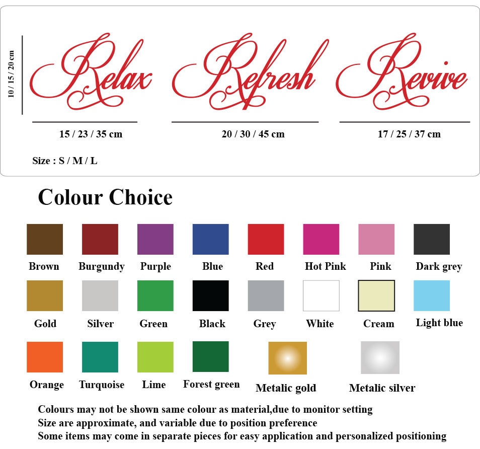 Relax Refresh Revive Wall Quote Art Stickers Wall Decals - Etsy UK