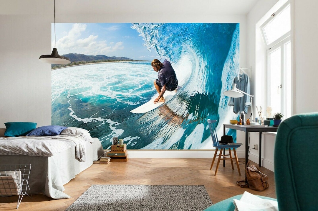 Beach Surfing Sea Wallpaper Wall Mural Wave Ocean Sky Photo Summer ...