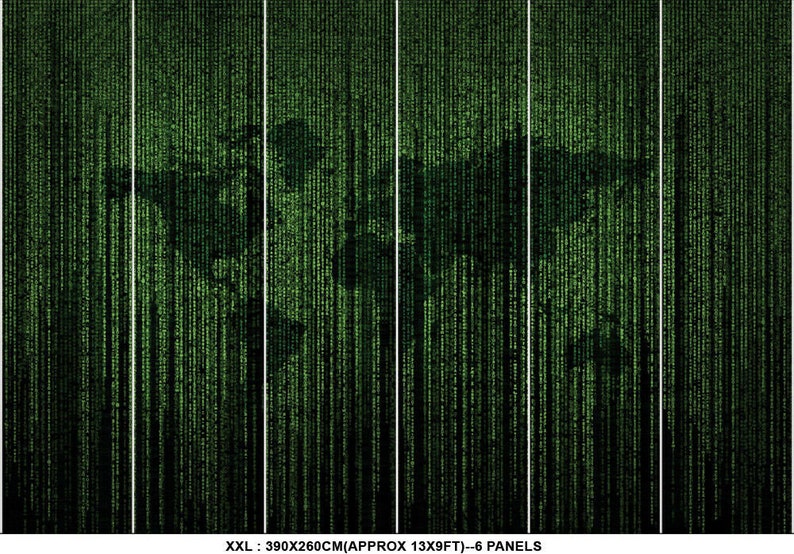 Matrix Code World Map Photo Wallpaper Wall Mural Home Bedroom - Etsy
