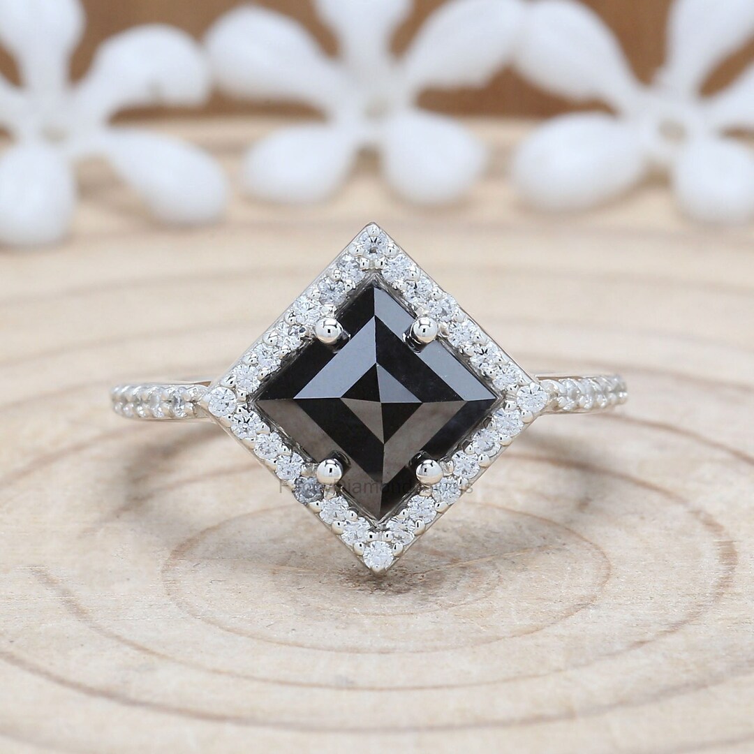 Kite Black Color Diamond Ring, Black Color Kite Diamond Engagement Ring ...