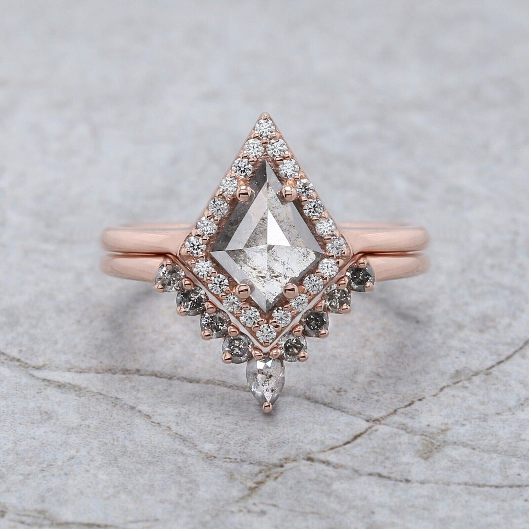 Kite Salt and Pepper Diamond Ring | Salt and Pepper Kite Diamond ...