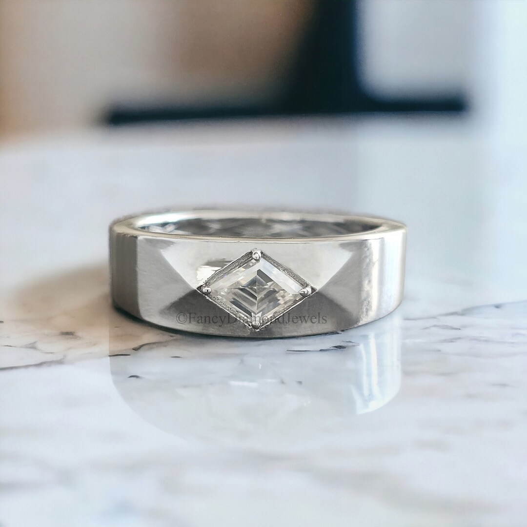 0.50 Kite Shape Moissanite Band Colorless Kite Band Antique Shape ...