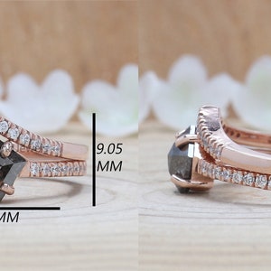 Pentagon Cut Salt and Pepper Diamond Ring 0.98 Ct 7.00 MM Pentagon ...