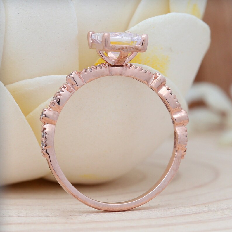 Peach Morganite Ring Emerald Stone Ring Gemstone Ring 14K - Etsy