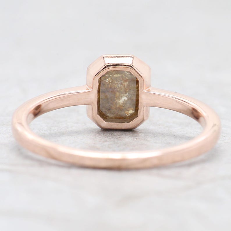 Emerald Cut Brown Color Diamond Ring 0.71 Ct 6.35 MM Emerald Shape ...