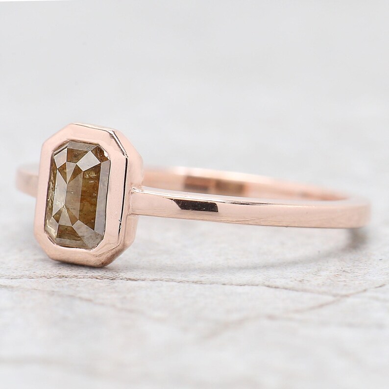 Emerald Cut Brown Color Diamond Ring 0.71 Ct 6.35 MM Emerald Shape ...