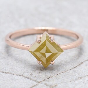 1.29 Ct Natural Kite Cut Yellow Color Diamond Ring 8.45 MM Kite Shape ...