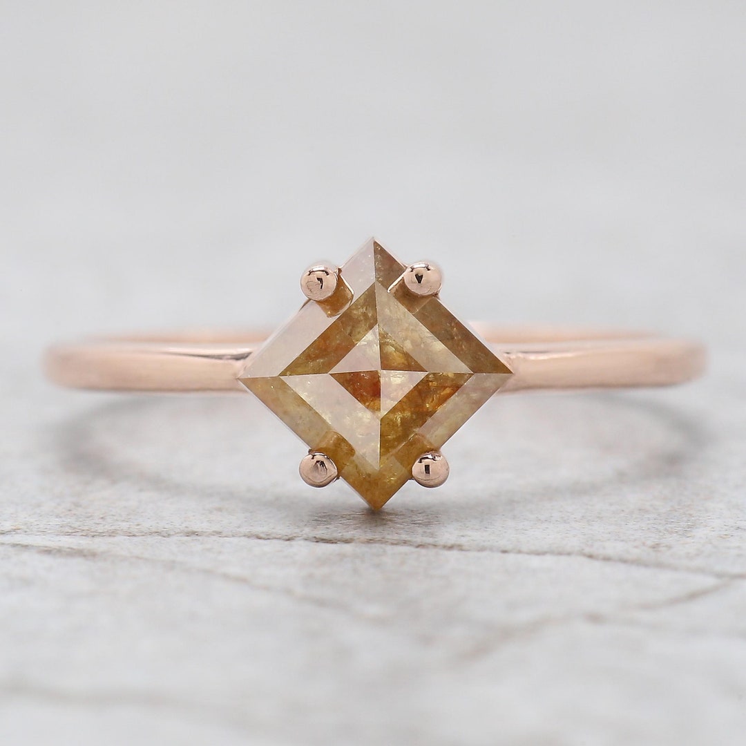 Kite Cut Yellow Color Diamond Ring 1.09 Ct 7.70 MM Kite Diamond Ring ...