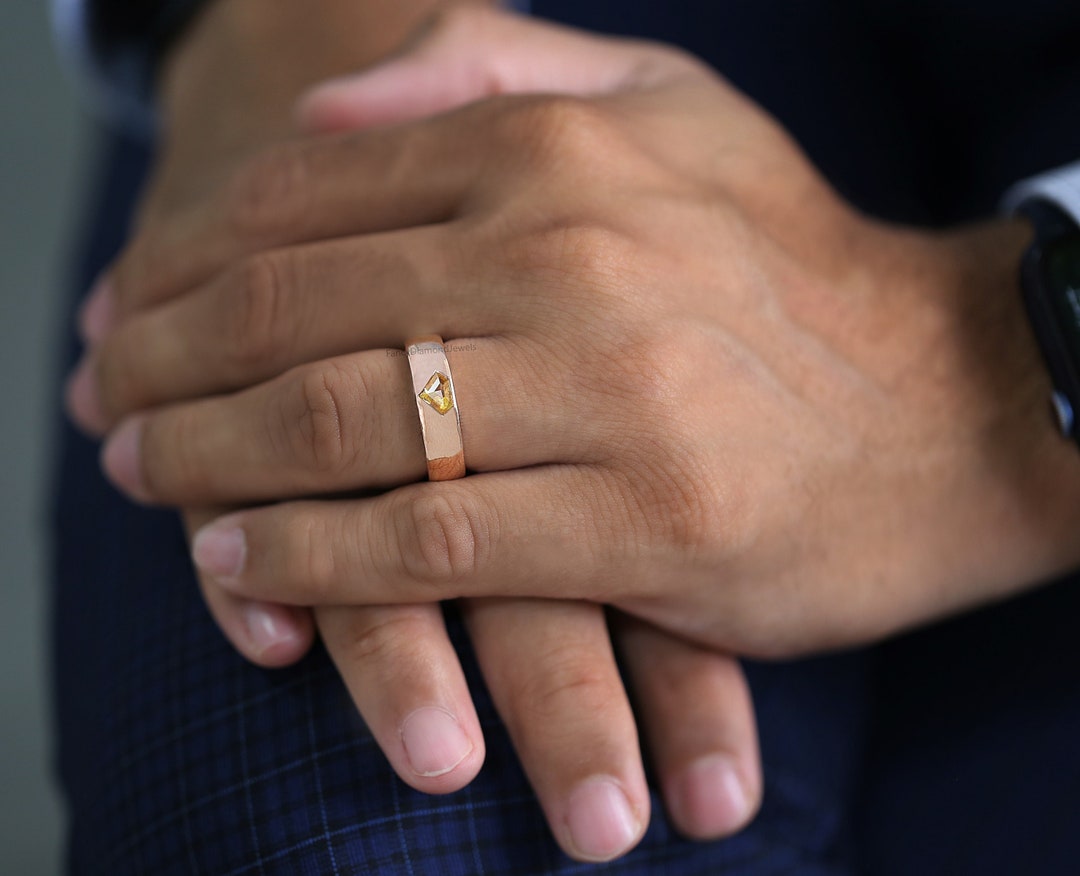 Shield Yellow Diamond Band, Yellow Shield Diamond Engagement Band ...