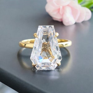 Coffin Cut Engagement Ring 14mm 13mm 12mm 11mm 10mm 9mm Stone Ring ...