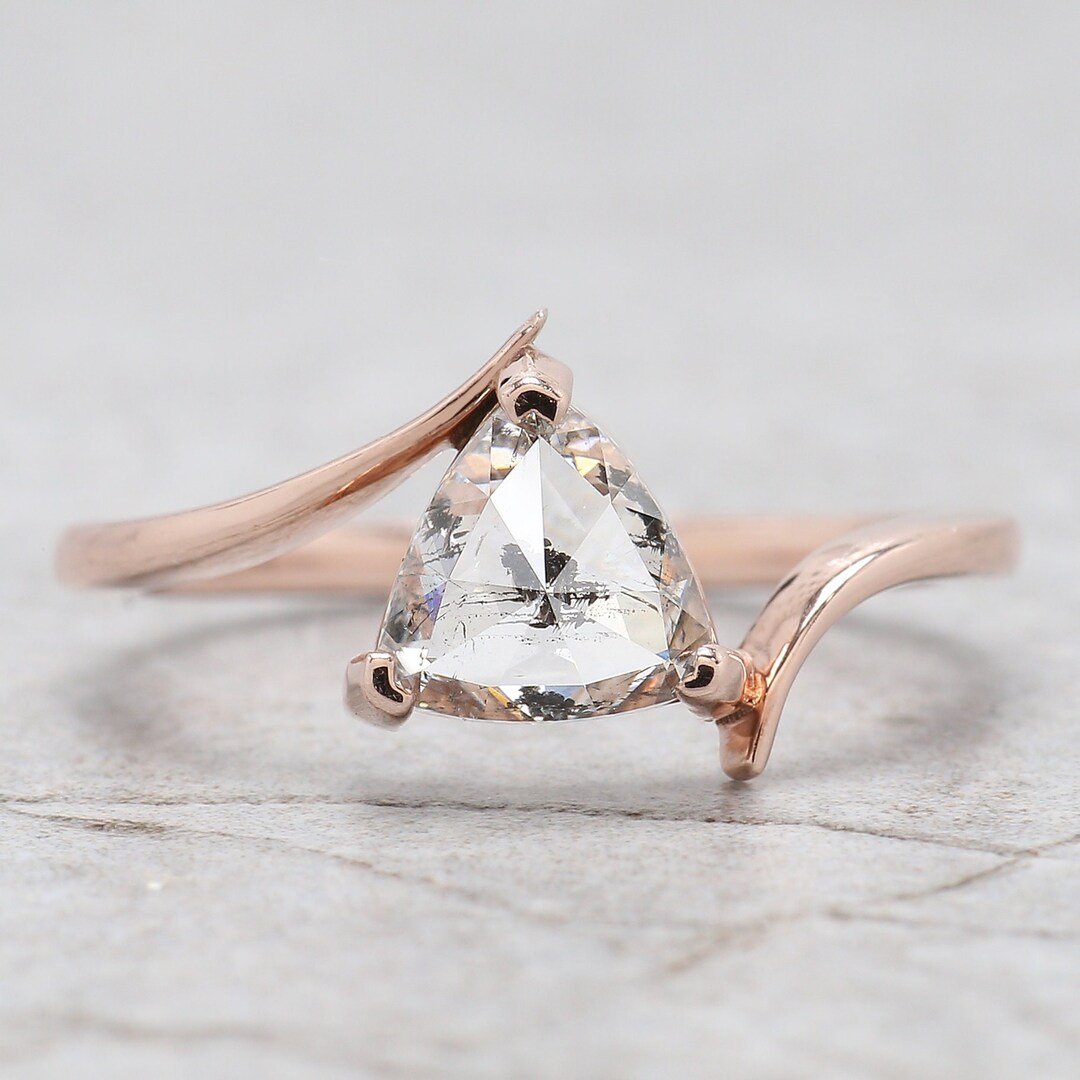 Triangle Salt and Pepper Diamond Ring 1.37 Ct 7.07 MM Triangle Diamond ...