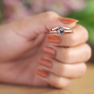 Pentagon Cut Salt and Pepper Diamond Ring 0.98 Ct 7.00 MM Pentagon ...