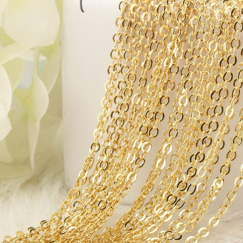 12 PCS Gold Plated Brass Flat Cable Chain Finished Chains for - Etsy
