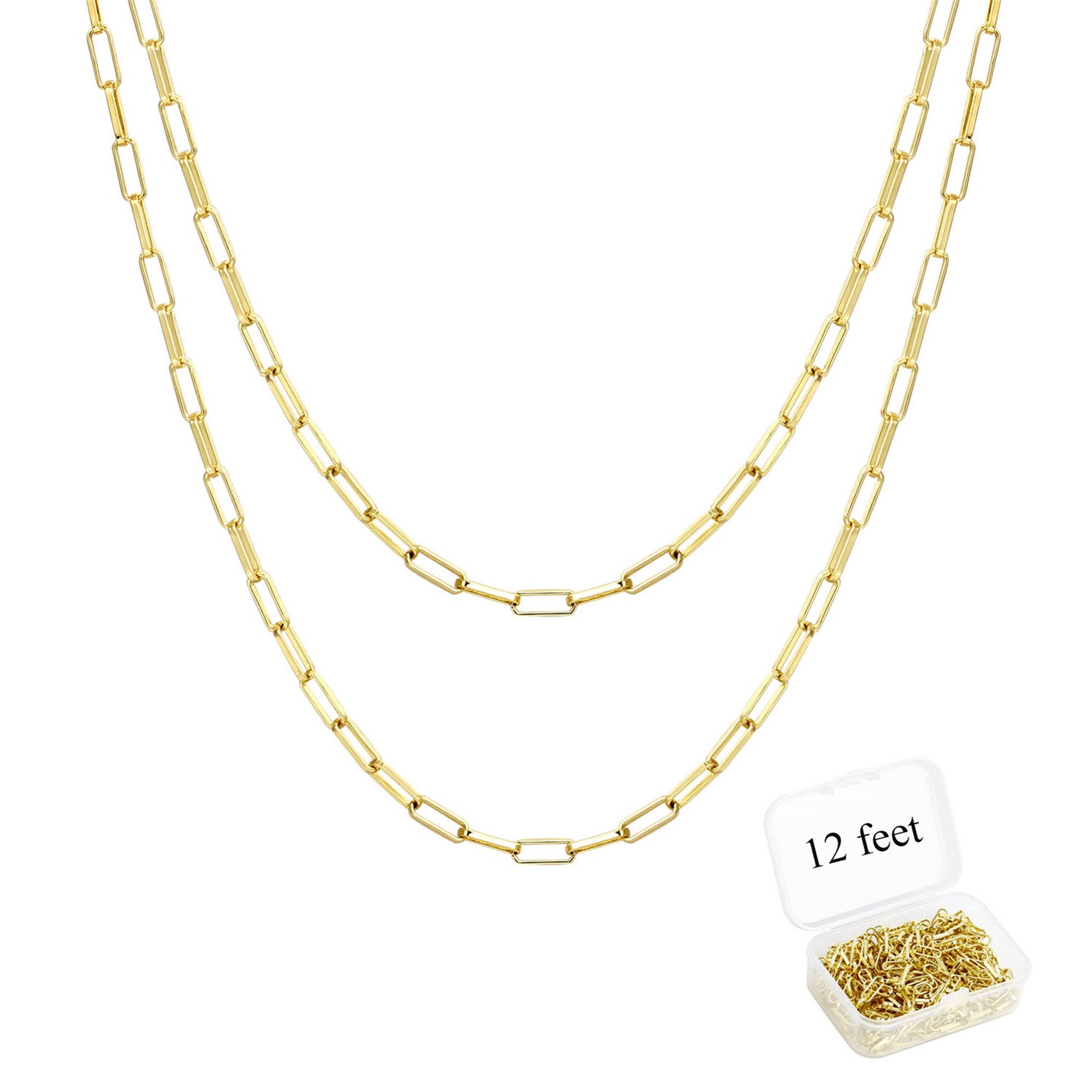 Raw Chain 14K Gold Plated Brass Paperclip Chain 12 Feet for - Etsy