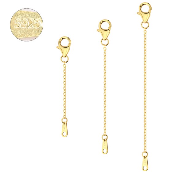 14K Gold Plated Necklace Extender Sterling Silver Extension | Etsy