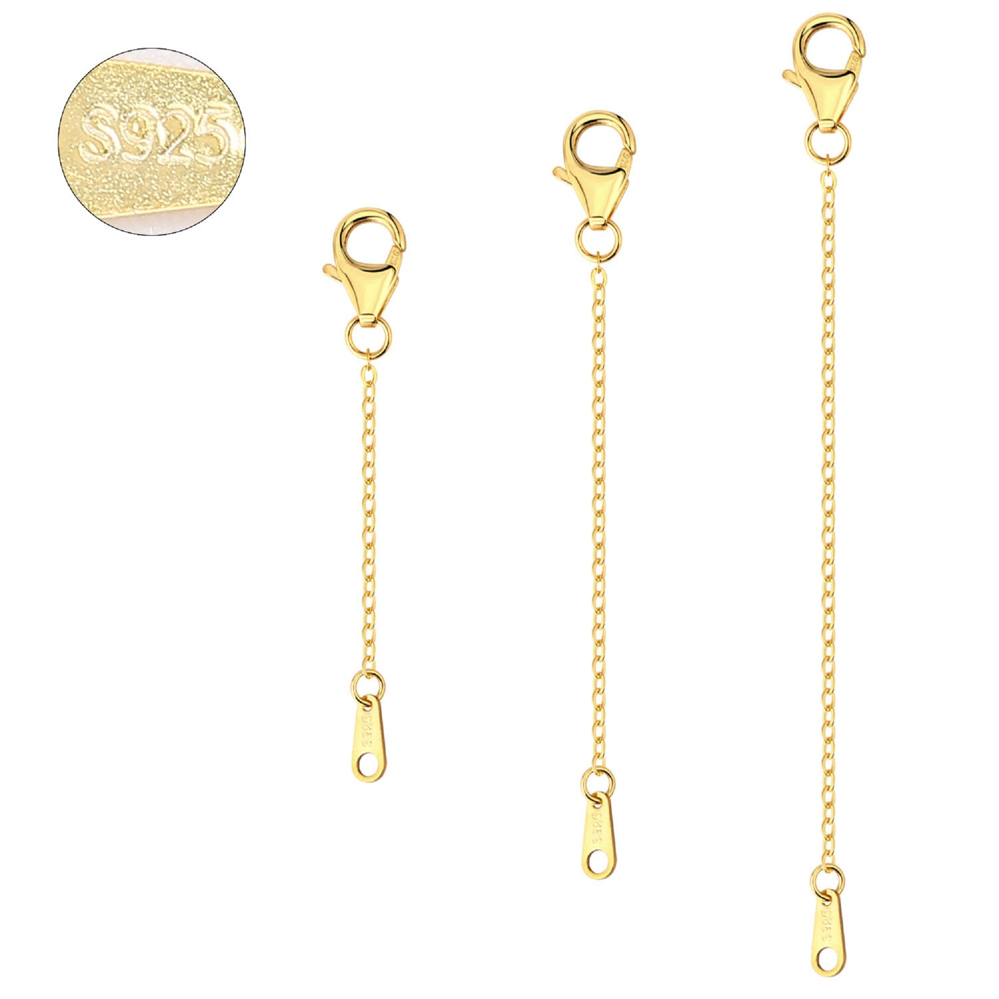 14K Gold Plated Necklace Extender Sterling Silver Extension Chain With ...