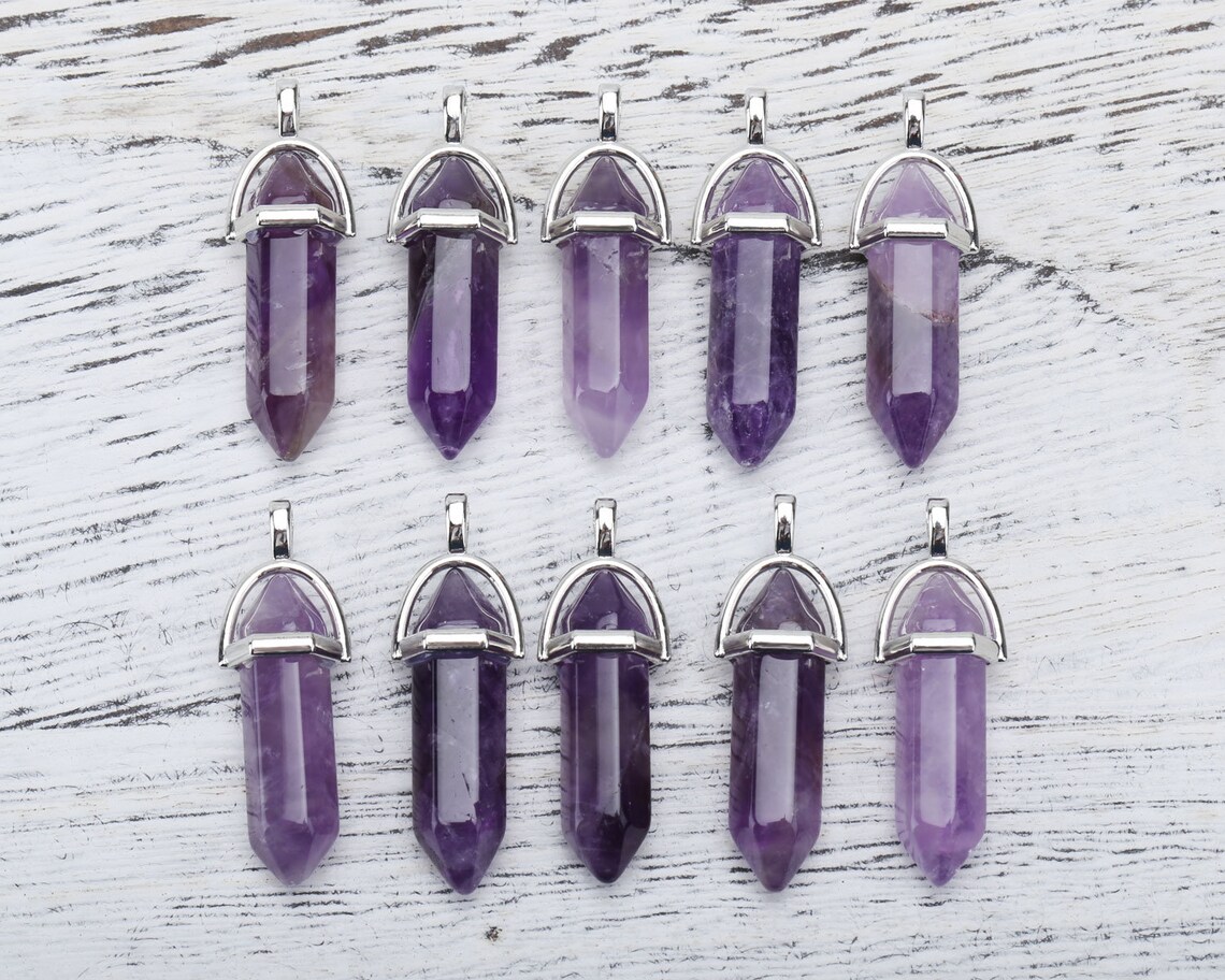 Wholesale Natural Hexagonal Amethyst Crystal Pendant Healing - Etsy
