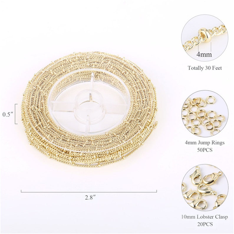 33feet Satellite Chain Spool for Necklace DIY , Gold Plated Solid Brass ...