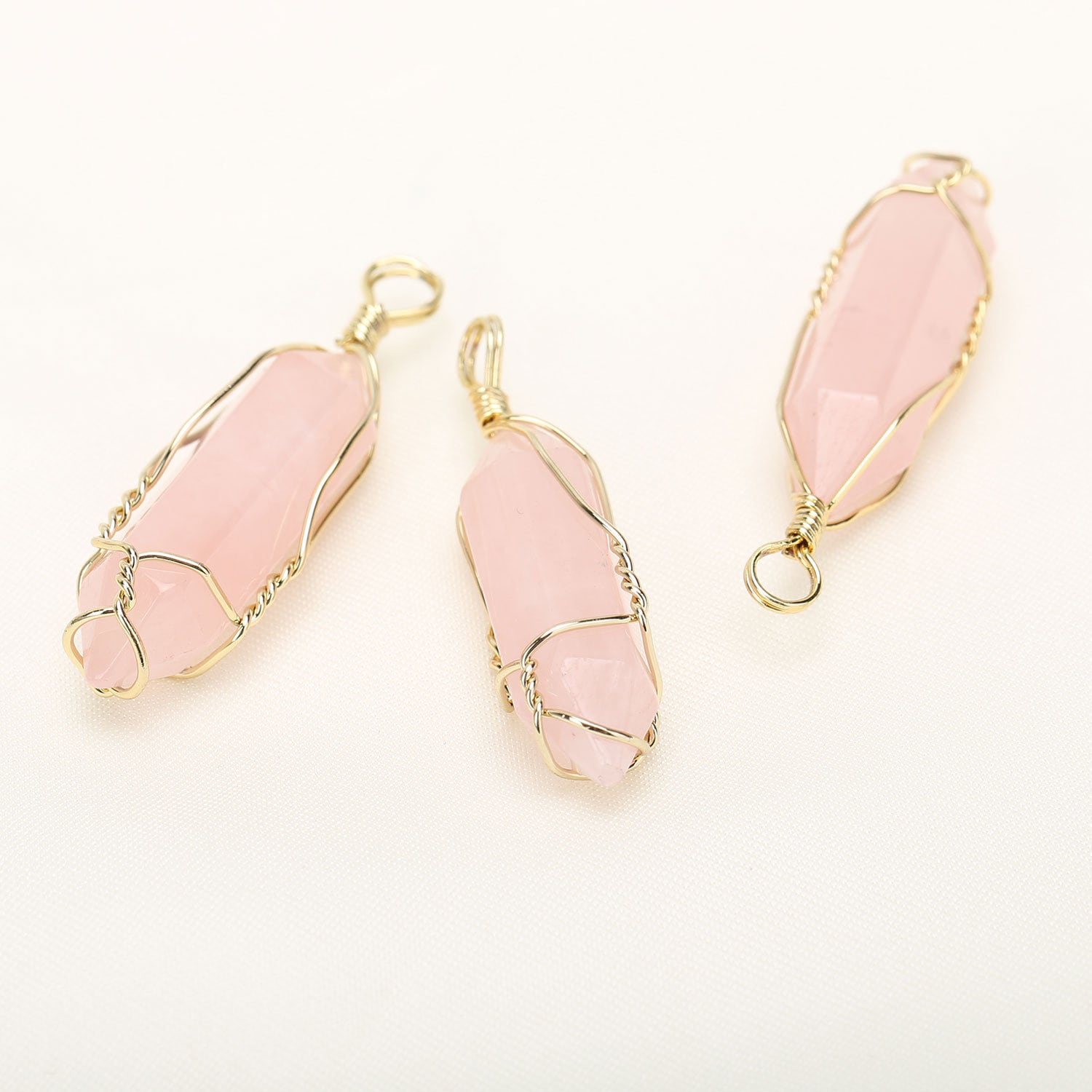 Rose Quartz Crystal Stone Pendant Full Wire Wrapped Natural - Etsy