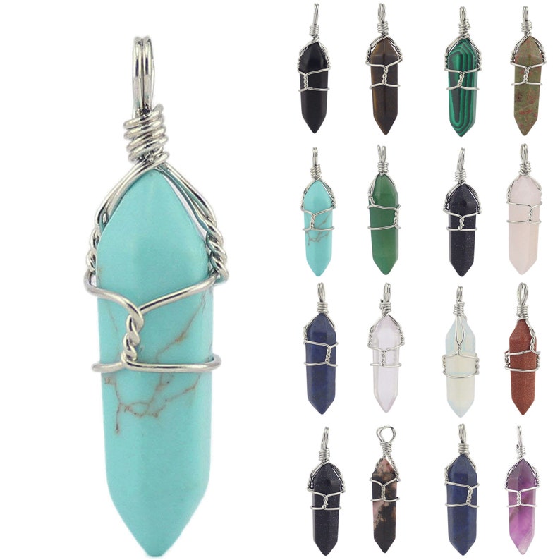 Wholesale Wire Wrap Natural Crystal Pendant Setcolorful | Etsy