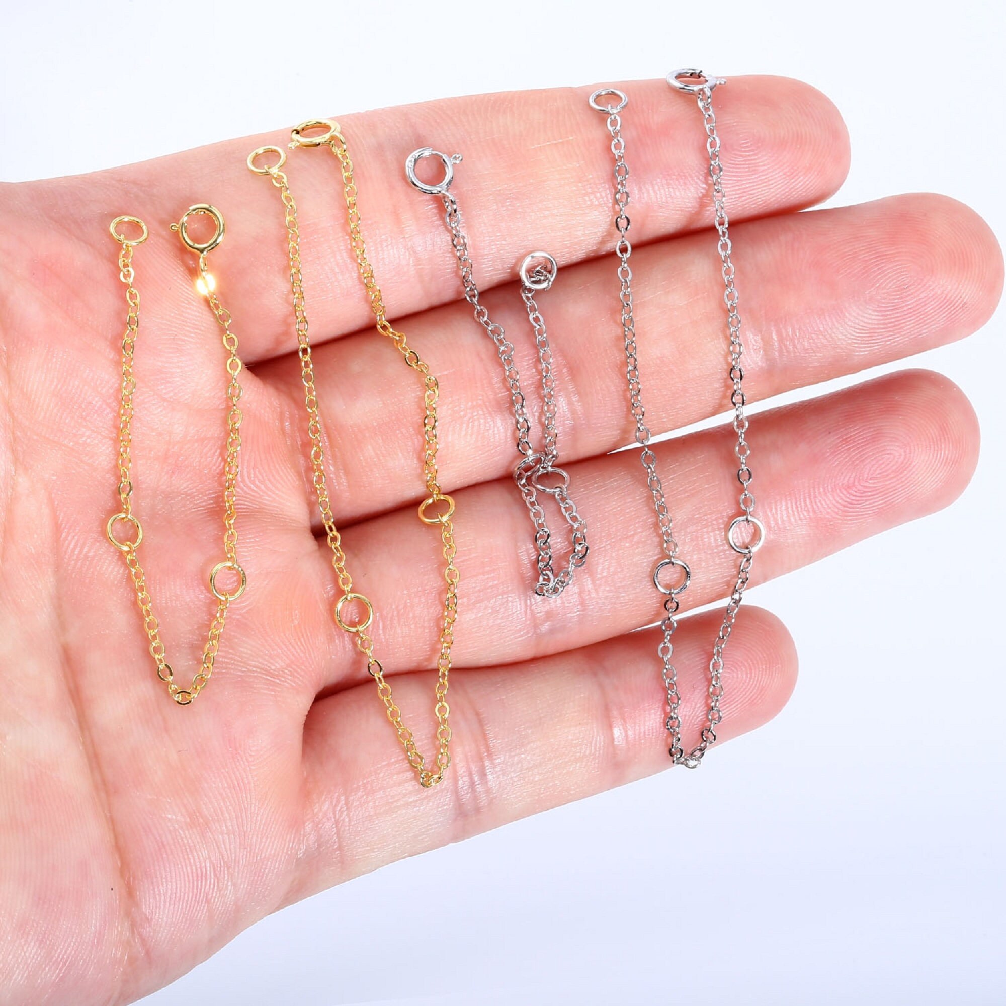 Adjustable 4PCS 925 Sterling Silver Extender Chain Gold Plated | Etsy