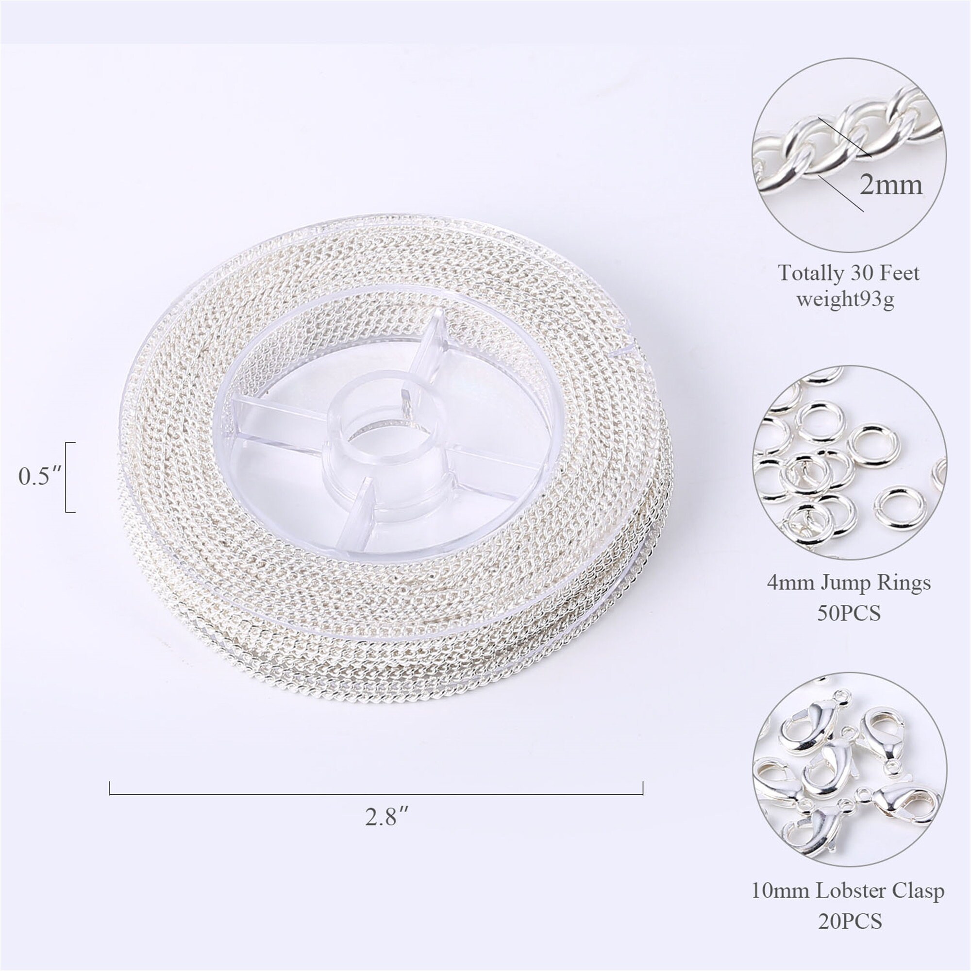 33 Feet Chain Spool Silver Plated Solid Brass Curb Chain Roll | Etsy